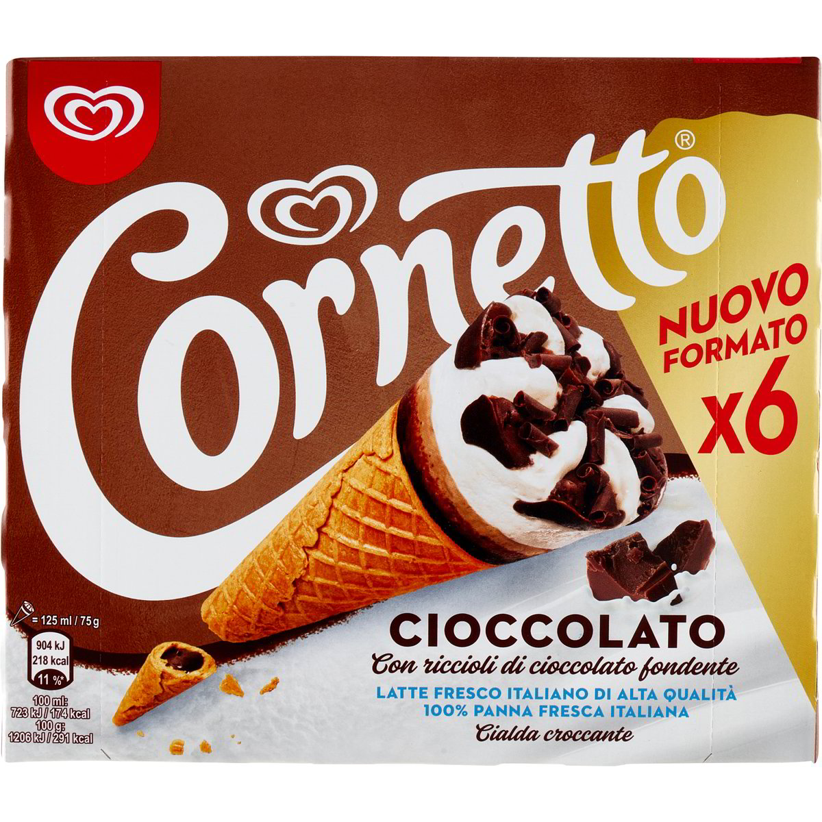 Cornetto al cioccolato e panna x6 ALGIDA 450 G - Coop Shop