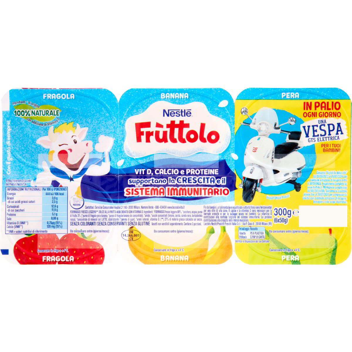 Fruttolo formaggio fragola pera banana NESTLÈ 6 X 50 G - Coop Shop