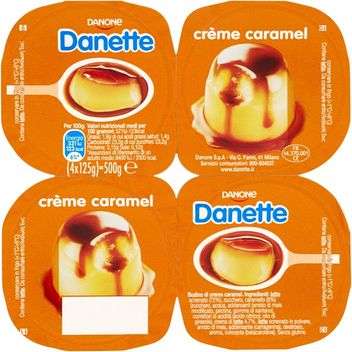Danette budino creme caramel DANONE 4 X 125 G - Coop Shop
