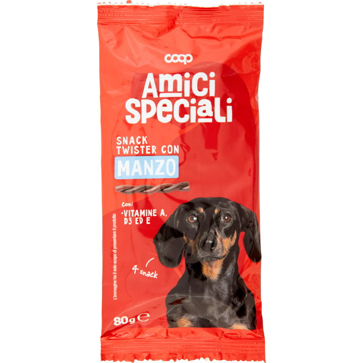 Snack per cani twister con manzo x4 COOP - AMICI SPECIALI 80 G - Coop Shop