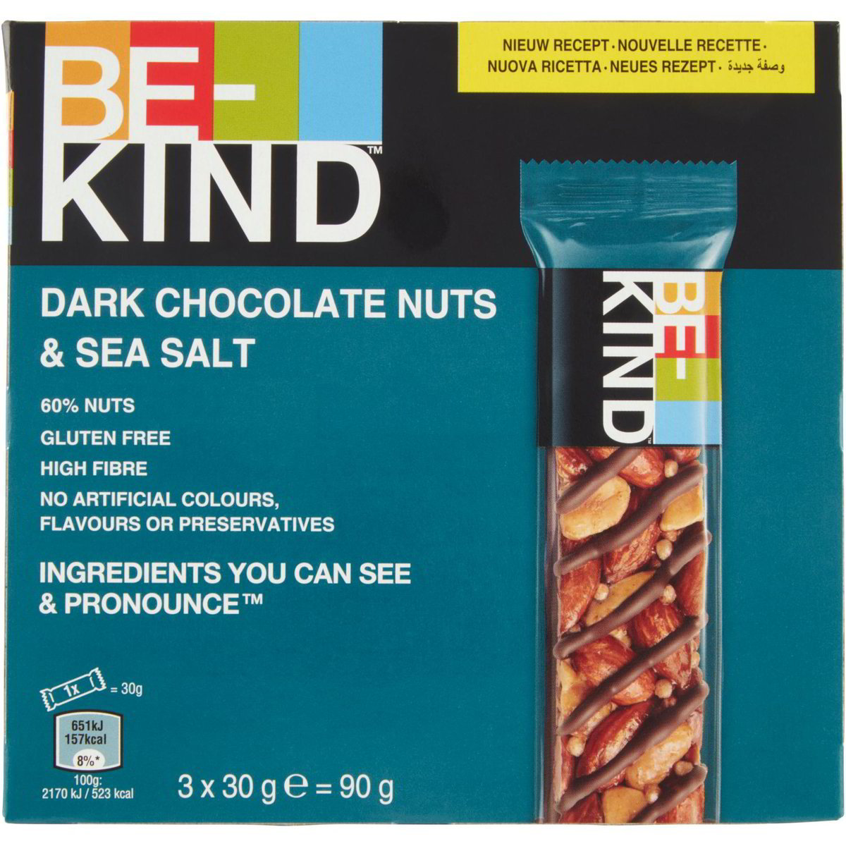 Barrette cioccolato fondente/mandorle/sale marino BE-KIND 3 X 30 G ...