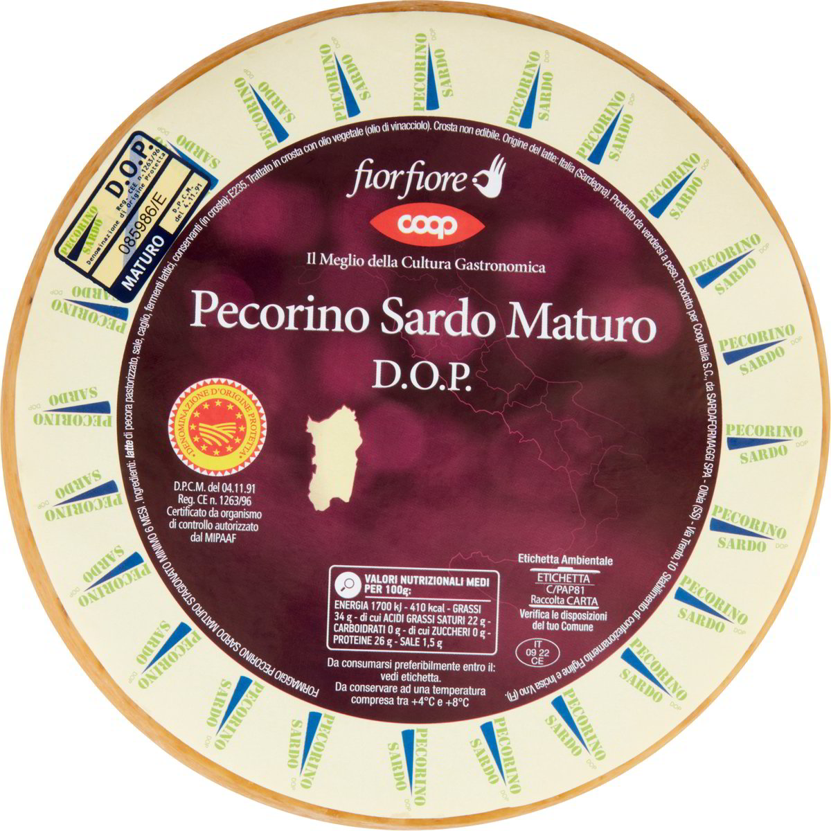 Pecorino sardo maturo DOP COOP - FIOR FIORE - Coop Shop Pecorino sardo maturo DOP COOP - FIOR FIORE - Coop Shop