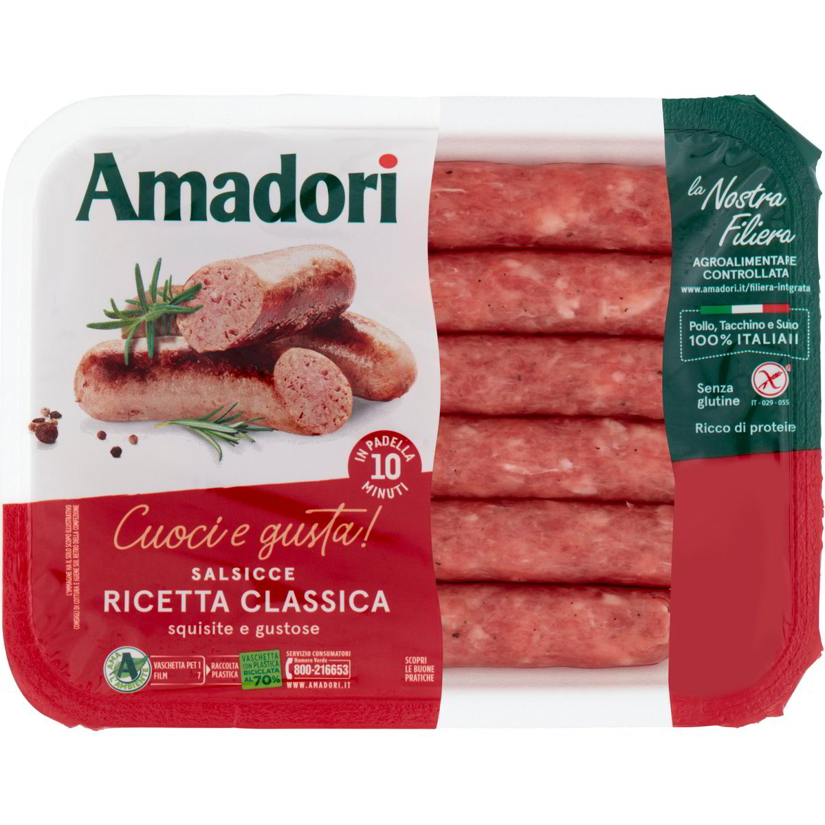 Salsicce di pollo, tacchino e suino AMADORI 400 G - Coop Shop