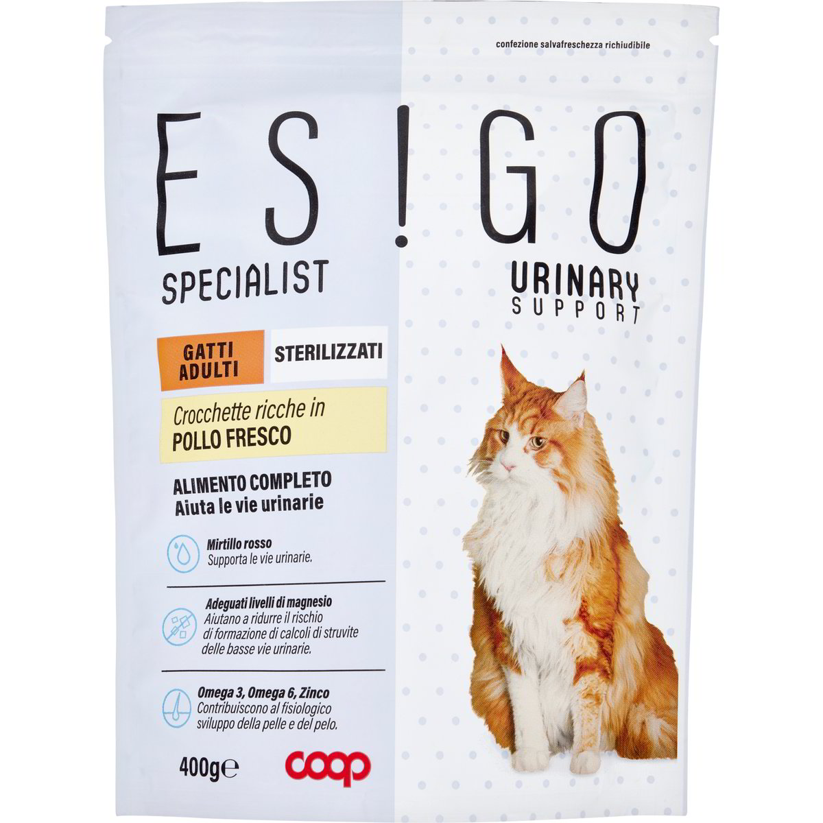 Crocchette gatti sterilizzati urinary pollo fresco COOP - ESIGO 400 G - Coop Shop