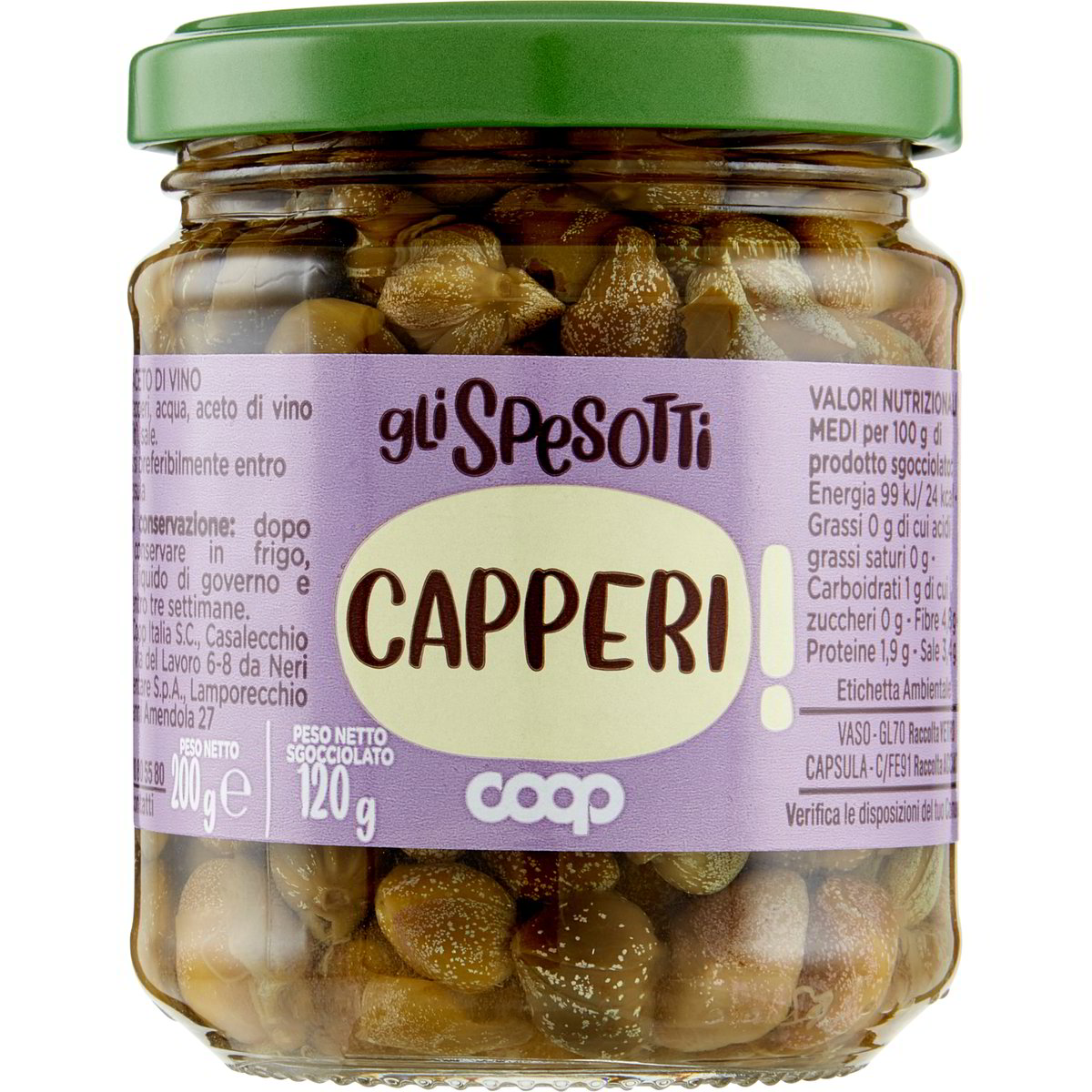 Capperi in aceto di vino COOP - GLI SPESOTTI 200 G - Coop Shop