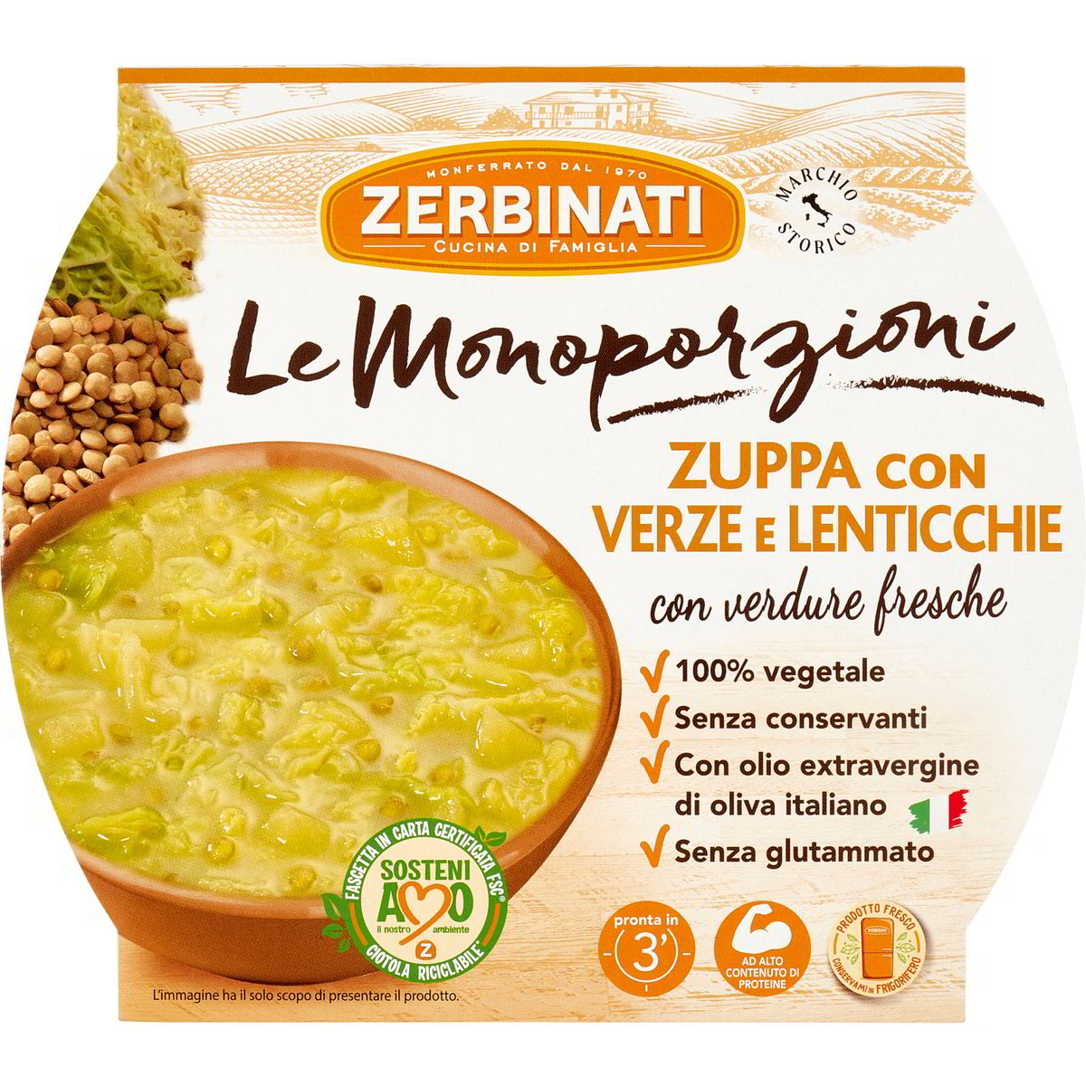 Zuppa con verze e lenticchie le monoporzioni ZERBINATI 310 G - Coop Shop