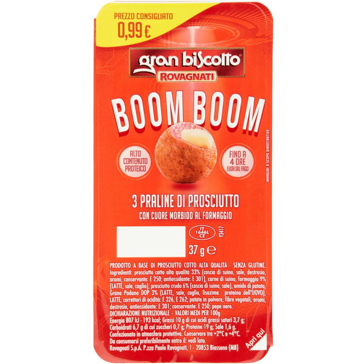 Snack gran biscotto boom boom 3 praline prosciutto ROVAGNATI 37 G ...