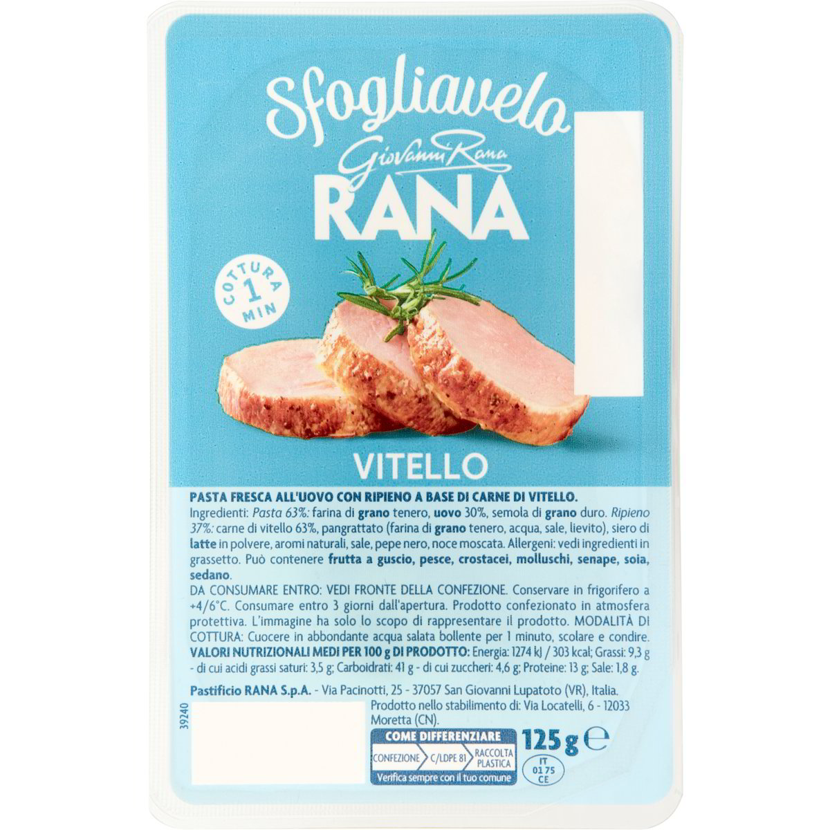 Ravioli sfogliavelo tortellini di vitello RANA 125 G - Coop Shop