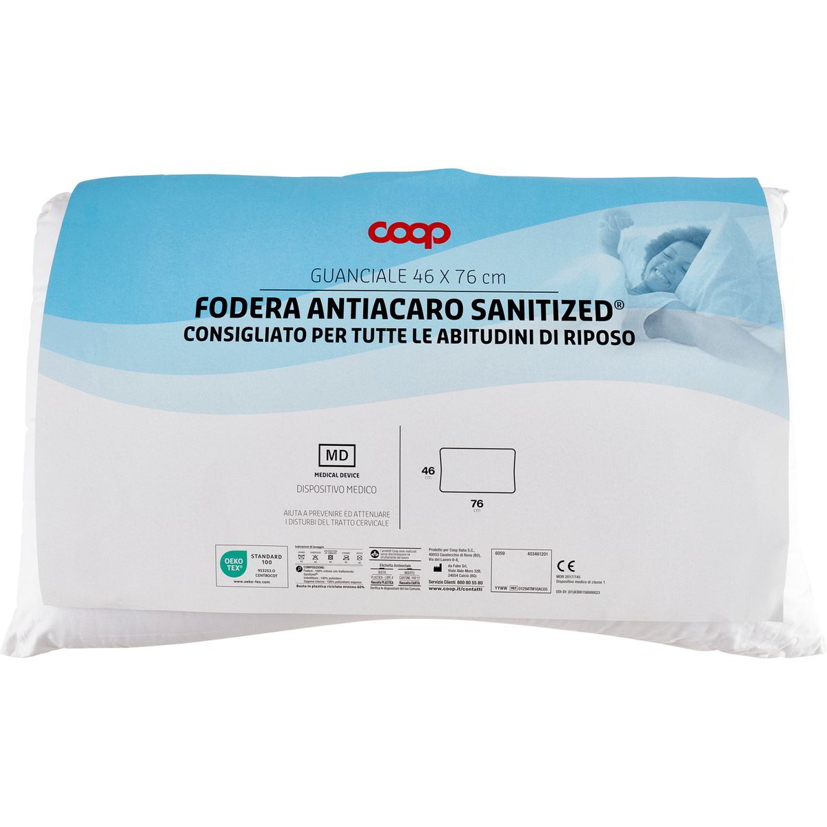 Cuscino guanciale 46x76 cm fodera antiacaro saniti COOP 1 PZ - Coop Shop
