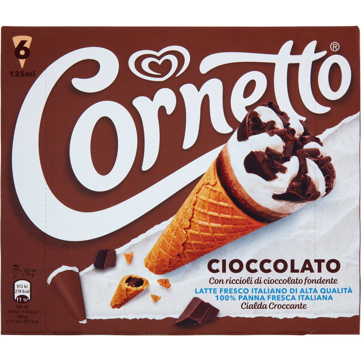 Cornetto al cioccolato e panna x6 ALGIDA 450 G - Coop Shop