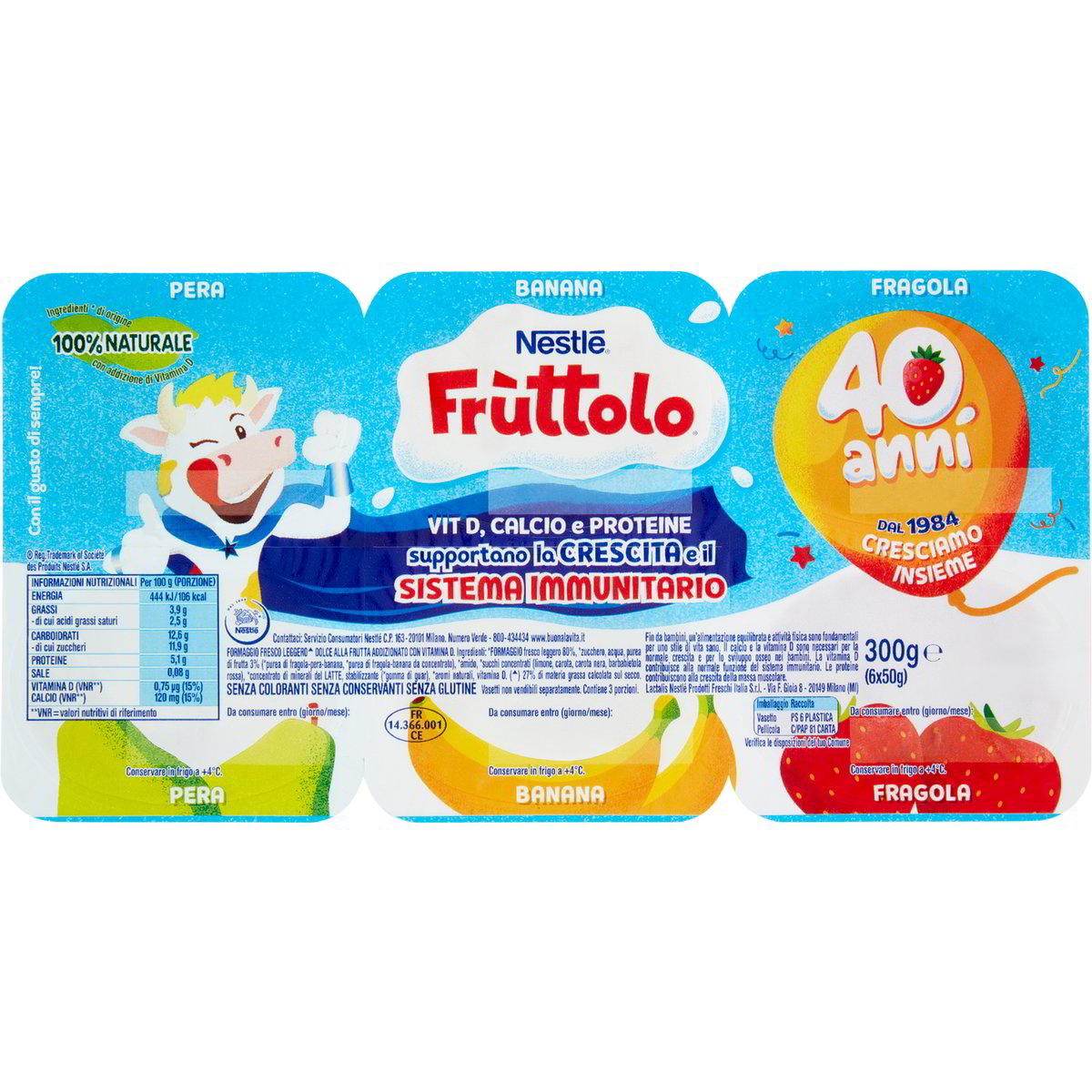Fruttolo formaggio fragola pera banana NESTLÈ 6 X 50 G - Coop Shop