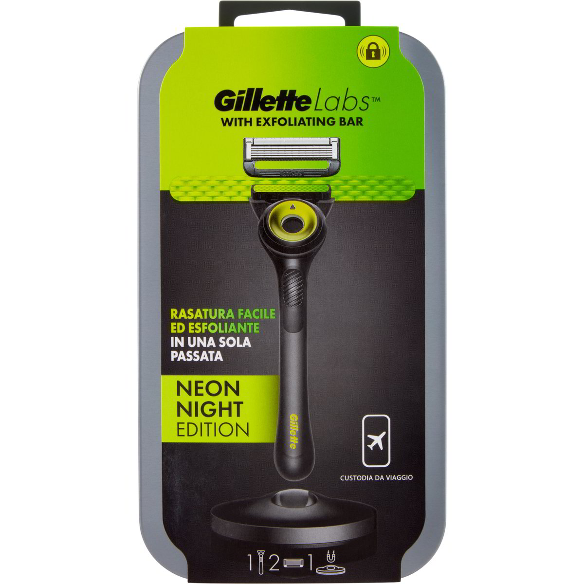 Rasoio labs neon night edition + 2 testine + base GILLETTE 1 PZ - Coop Shop