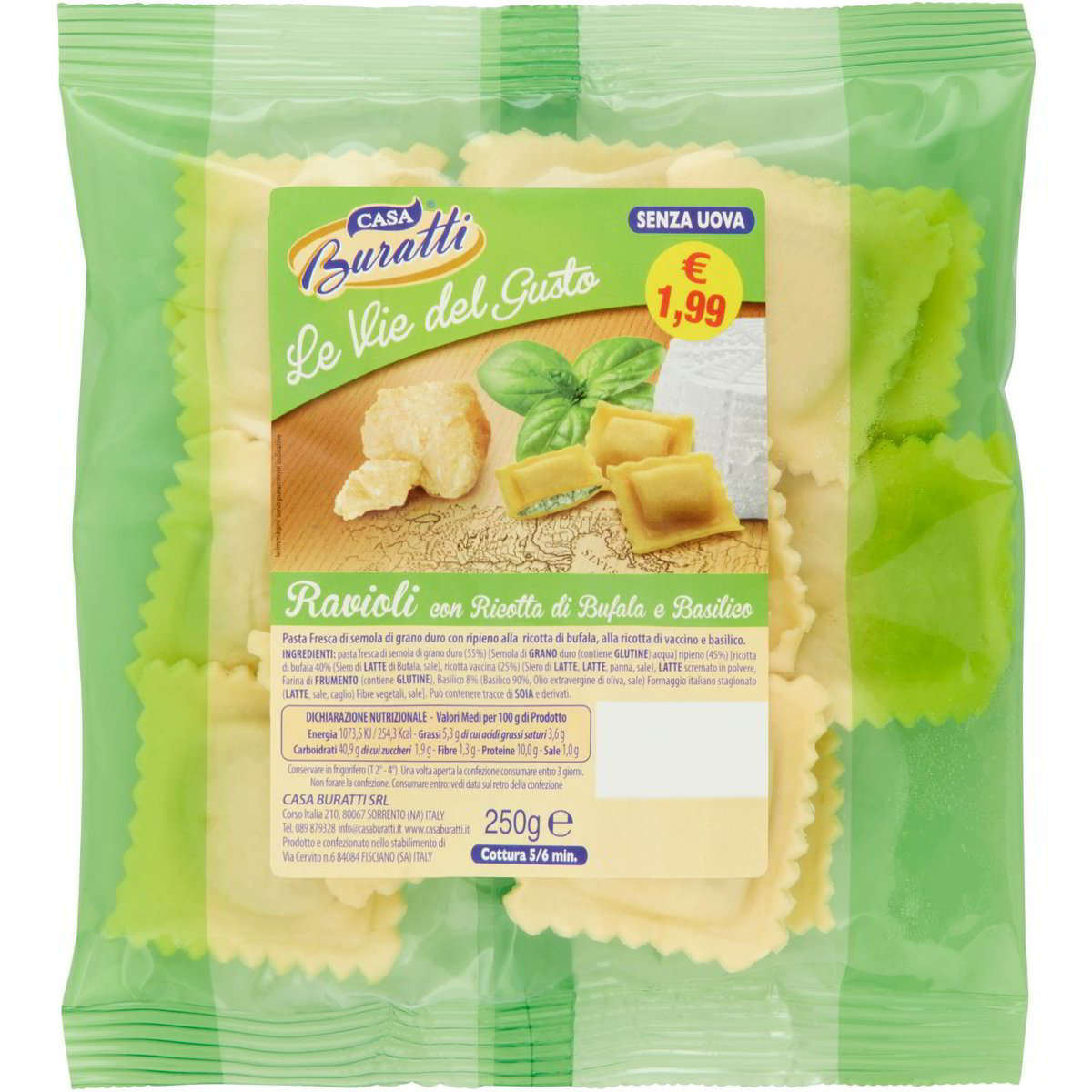 Ravioli con ricotta e basilico CASA BURATTI 250 G - Coop Shop