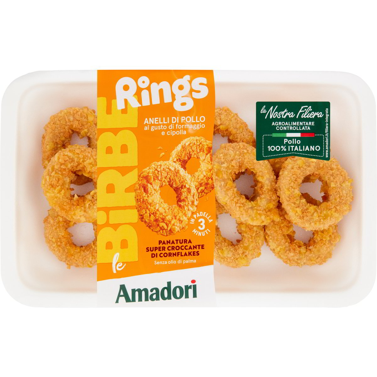 Pollo anelli panati gusto formaggio/cipolle birbe AMADORI 270 G - Coop Shop