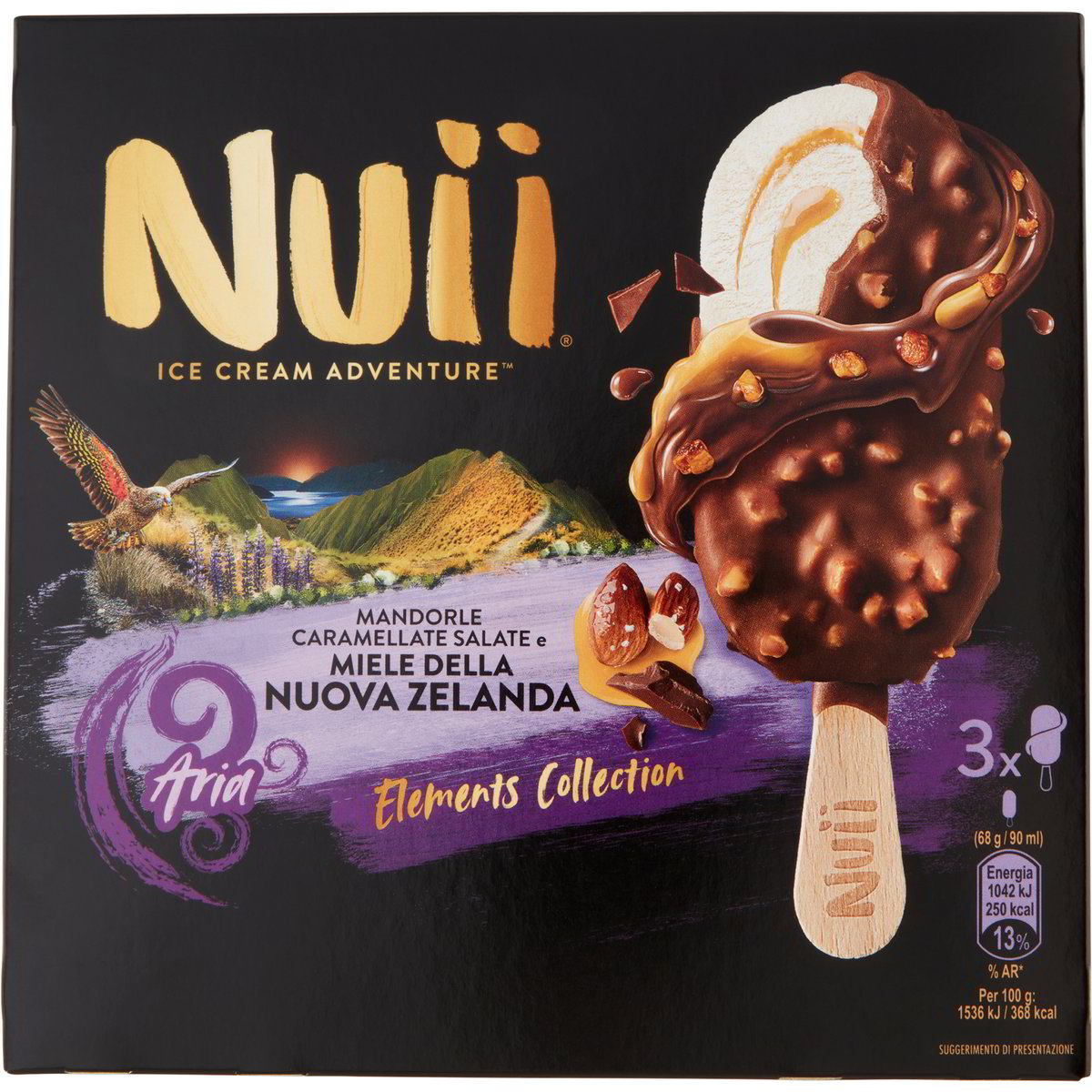 Stecco gelato mandorle caramellate/miele aria NUII 3 X 68 G - Coop Shop