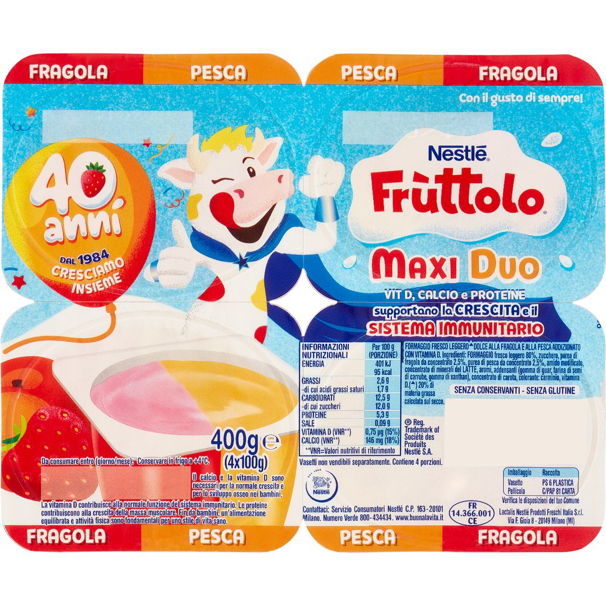 Fruttolo maxiduo nestlè fragola pesca NESTLÈ 4 X 100 G - Coop Shop