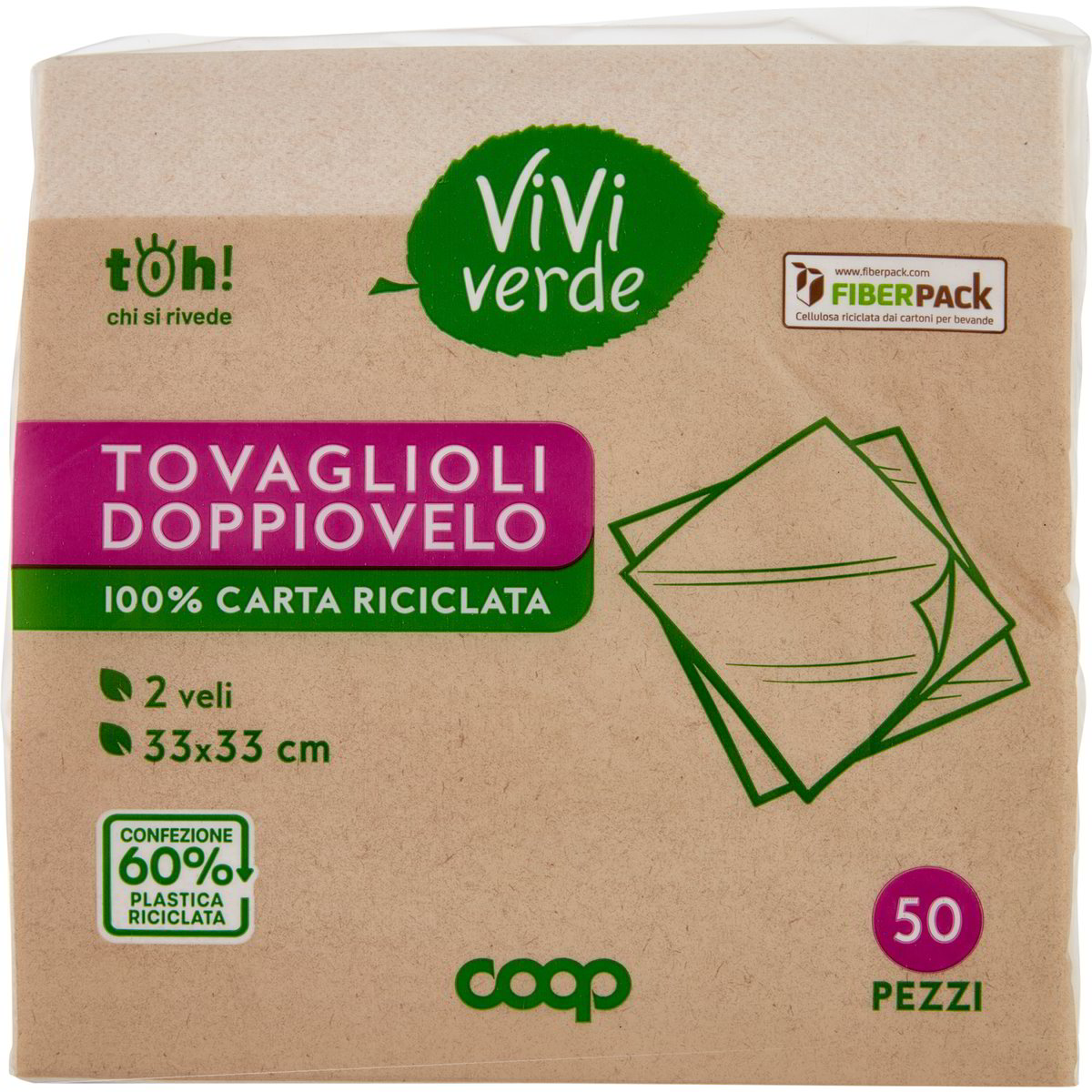 Tovaglioli doppiovelo in carta riciclata x50 COOP - VIVI VERDE 1 PZ ...