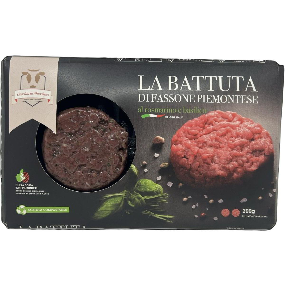 Bovino battuta di fassone piemontese rosmarino CASCINA LA MARCHESA 200 ...