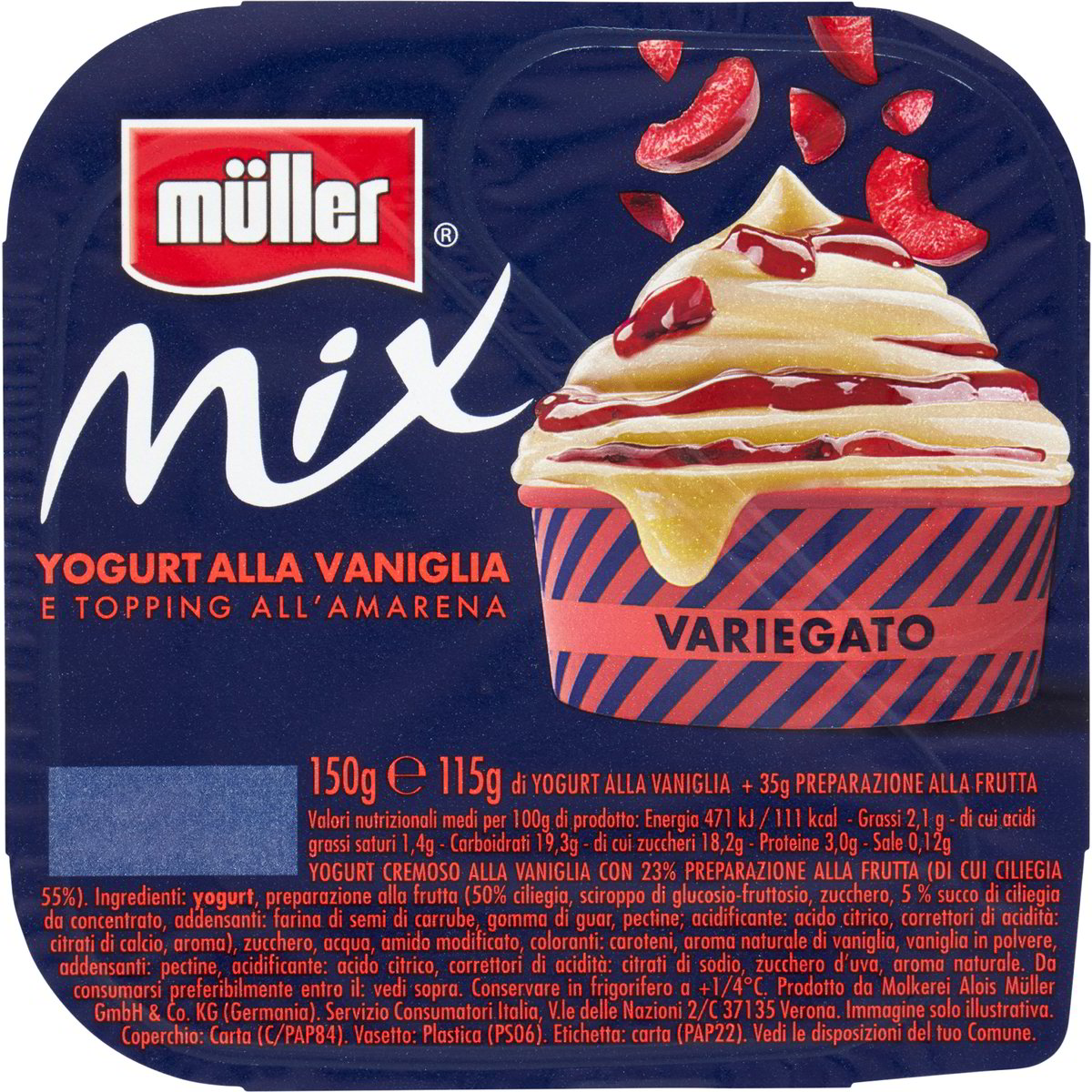 Yogurt intero mix variegato vaniglia e ciliegia MULLER 150 G - Coop Shop