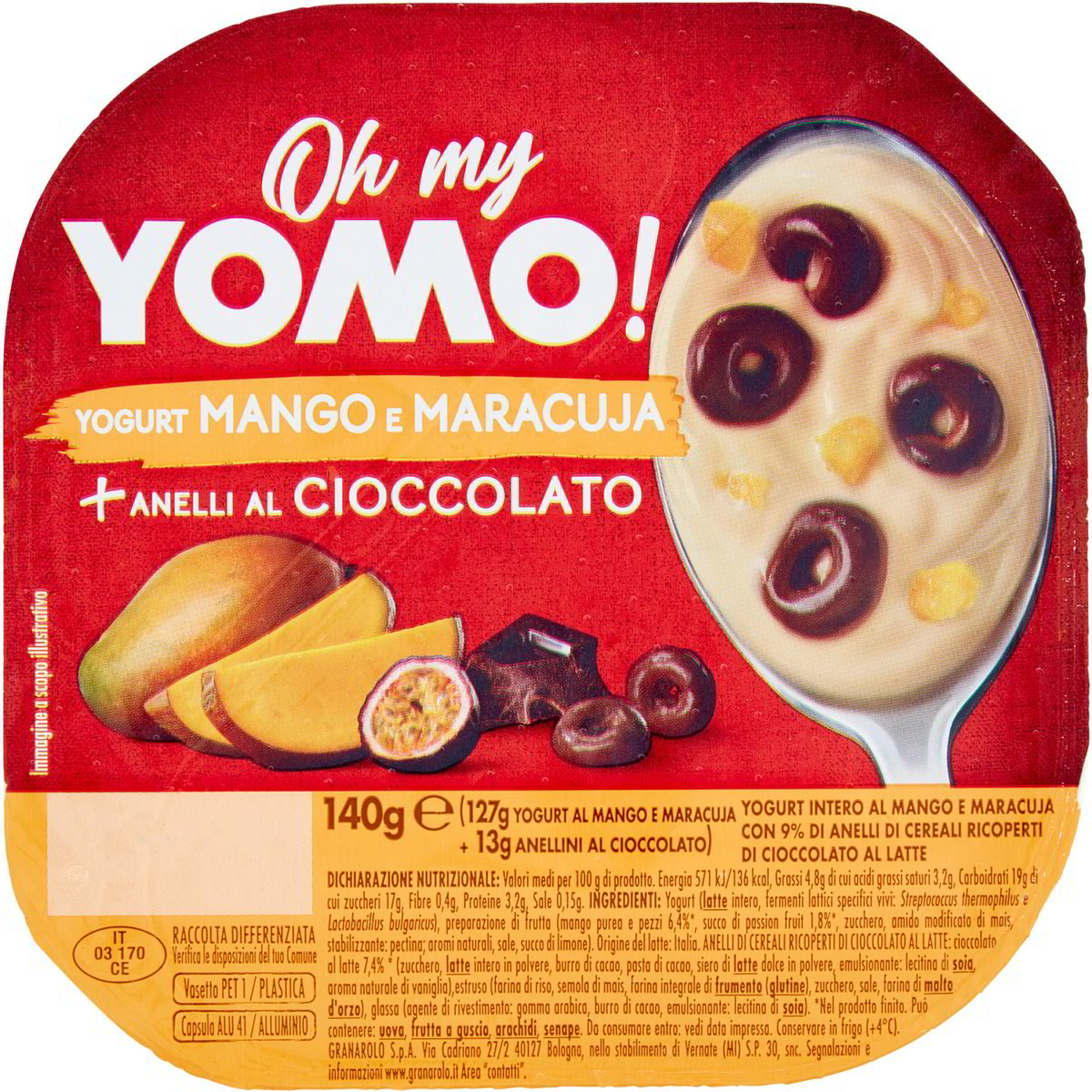 Yogurt mango/maracuja anelli cioccolato oh my yomo YOMO 140 G - Coop Shop