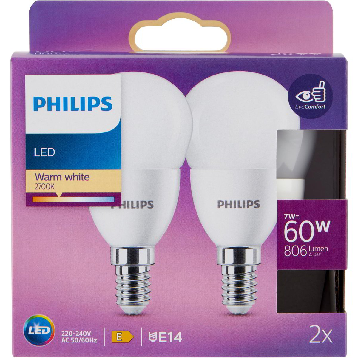 Lampada led sfera 60w e14 2700k x2 PHILIPS 1 PZ - Coop Shop