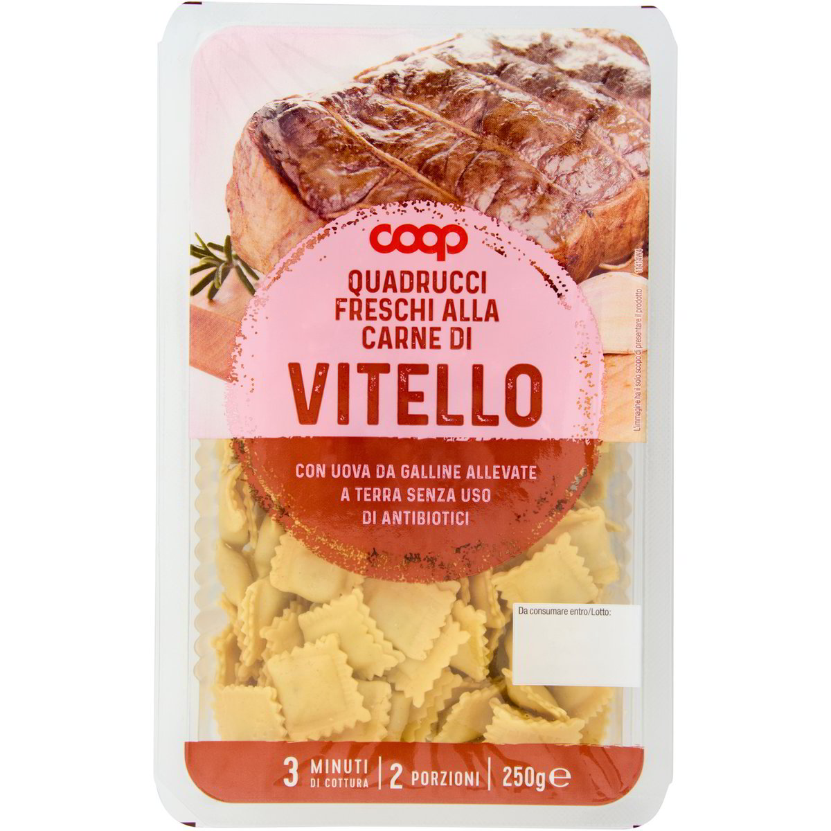 Ravioli quadrucci ripieni di vitello COOP 250 G - Coop Shop