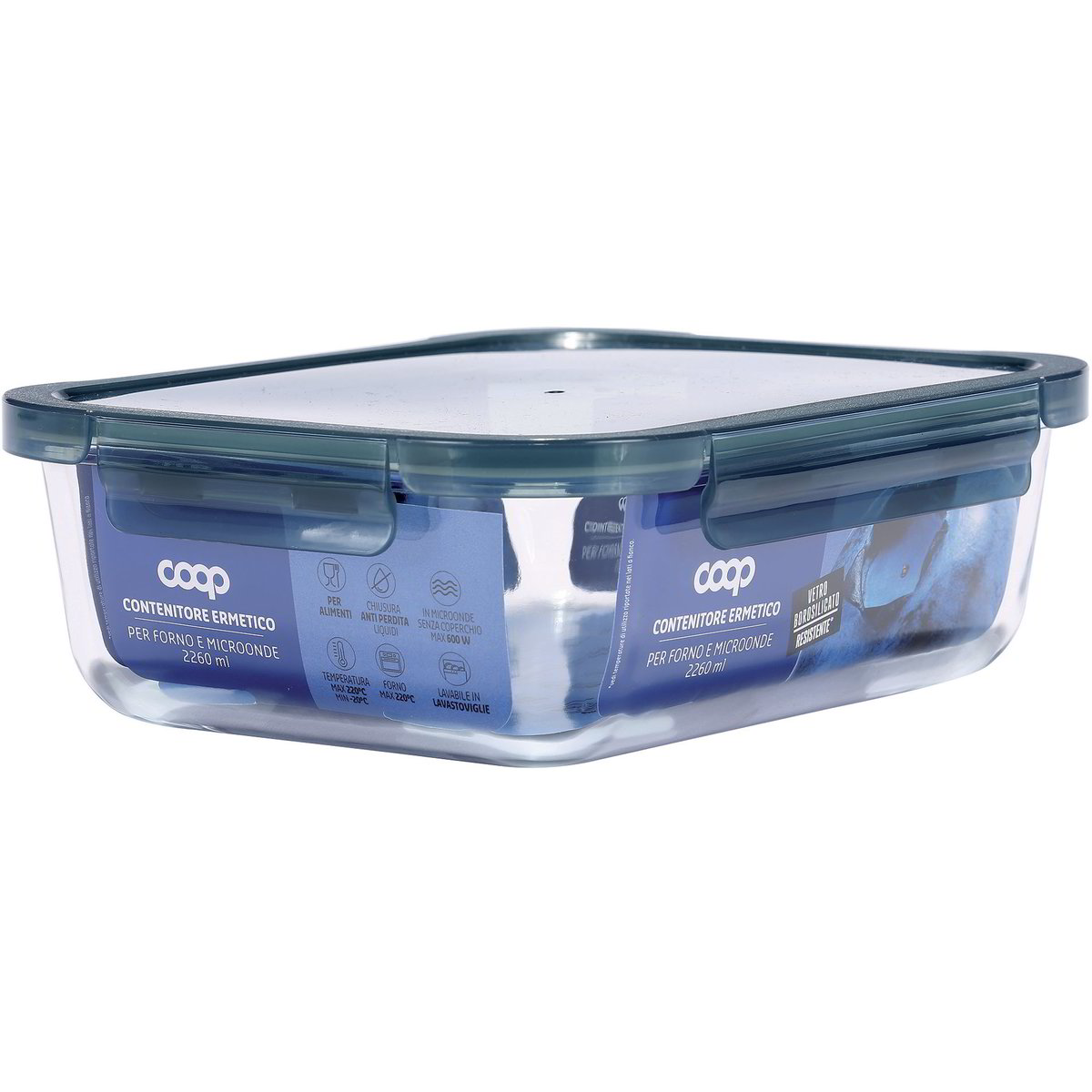 Contenitore ermetico in vetro con coperchio 2260ml COOP 1 PZ - Coop Shop