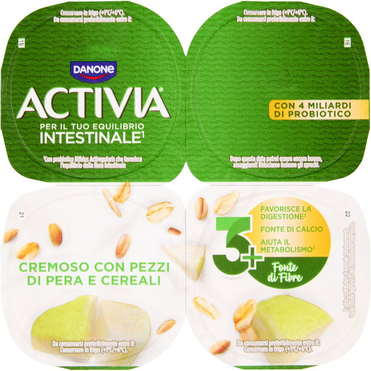 Yogurt activia fibre con pera e cereali ACTIVIA 4 X 125 G - Coop Shop