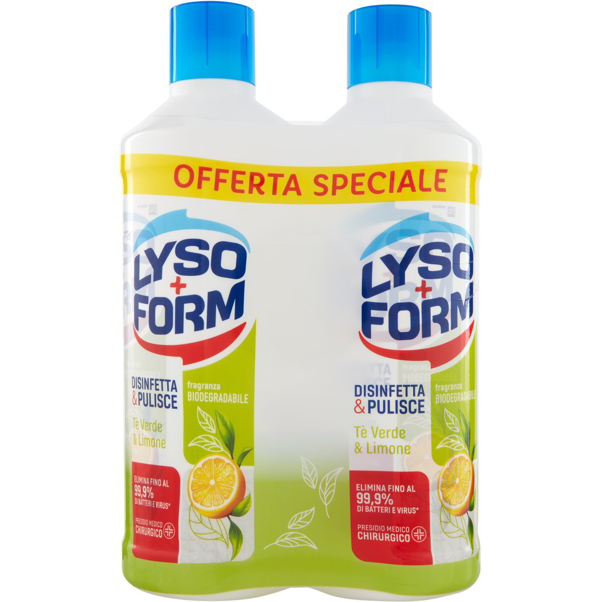 Detersivo pavimenti disinfettante tè verde/limone LYSOFORM 2 X 1100 ML ...
