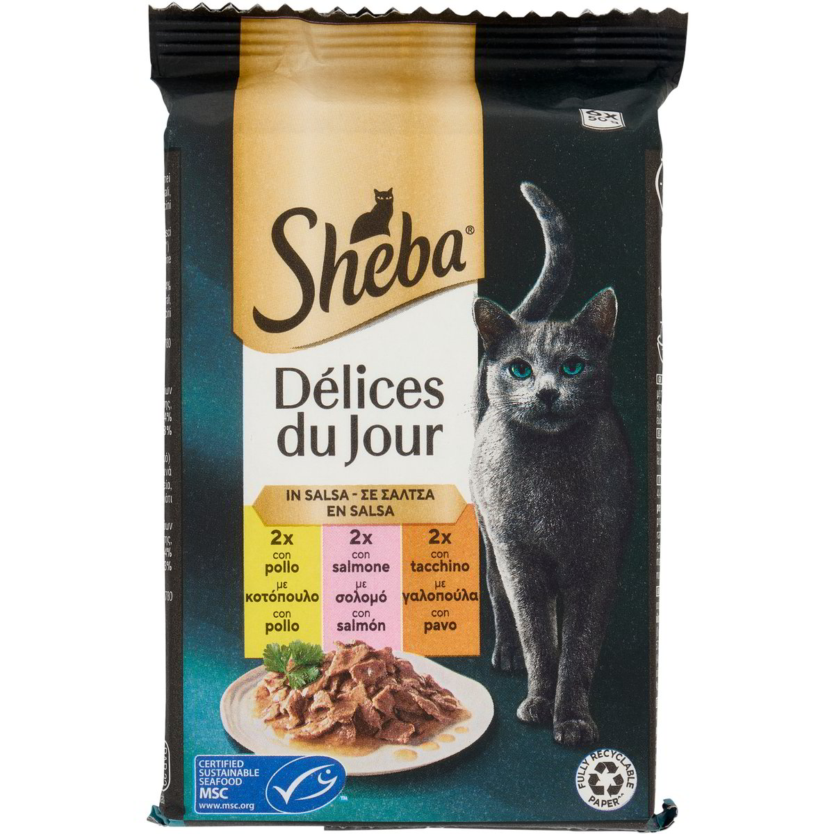 Alimento per gatti pollo/salmone/tacchino in salsa SHEBA 6 X 50 - Coop Shop