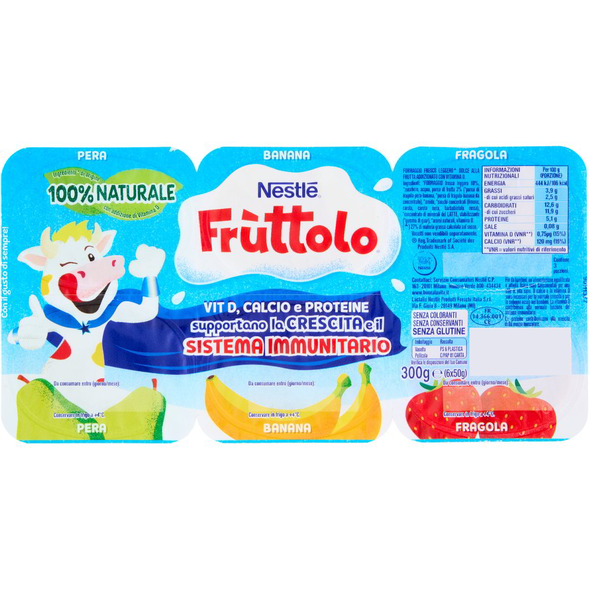 Fruttolo formaggio fragola pera banana NESTLÈ 6 X 50 G - Coop Shop