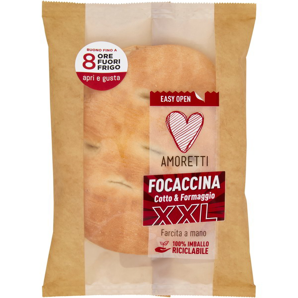 Focaccina prosciutto cotto e formaggio xxl AMORETTI 170 G - Coop Shop