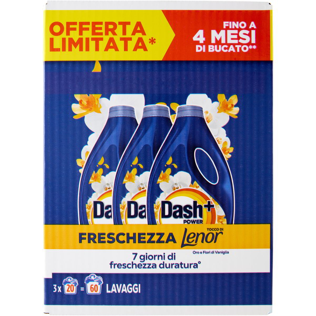 Detersivo lavatrice lenor oro/ fiori vaniglia x60 DASH 3 X 900 ML ...
