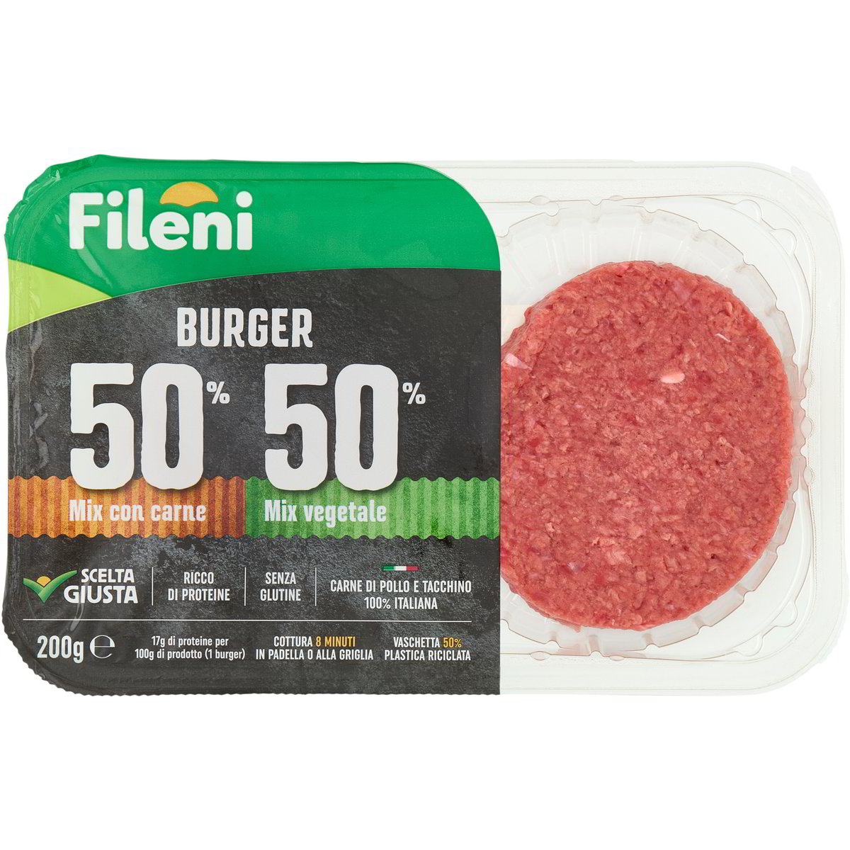 Hamburger 50% carne 50% vegetale FILENI 200 G - Coop Shop