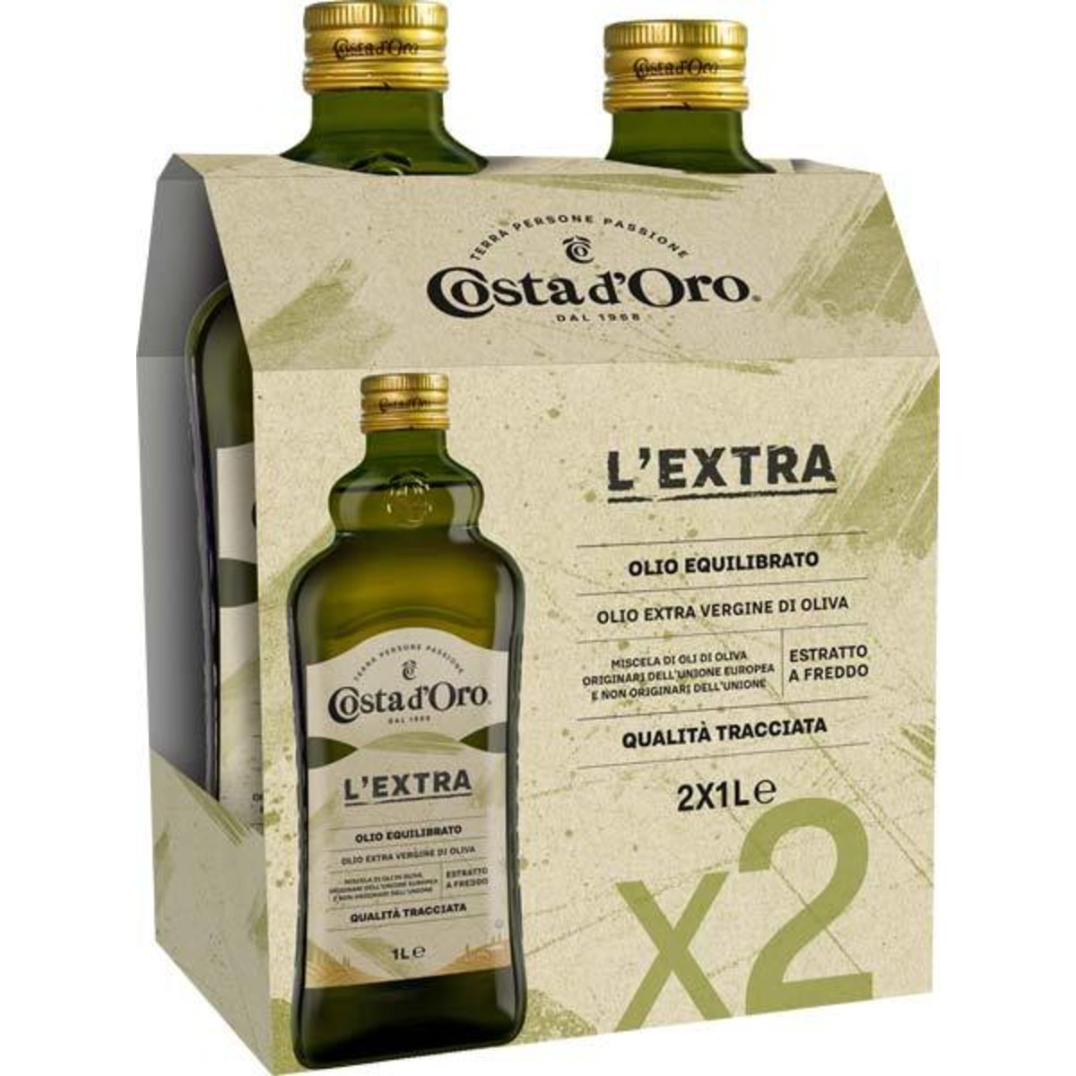 Olio extra vergine di oliva l'extra x2 COSTADORO 2 x 1000 ML - Coop Shop