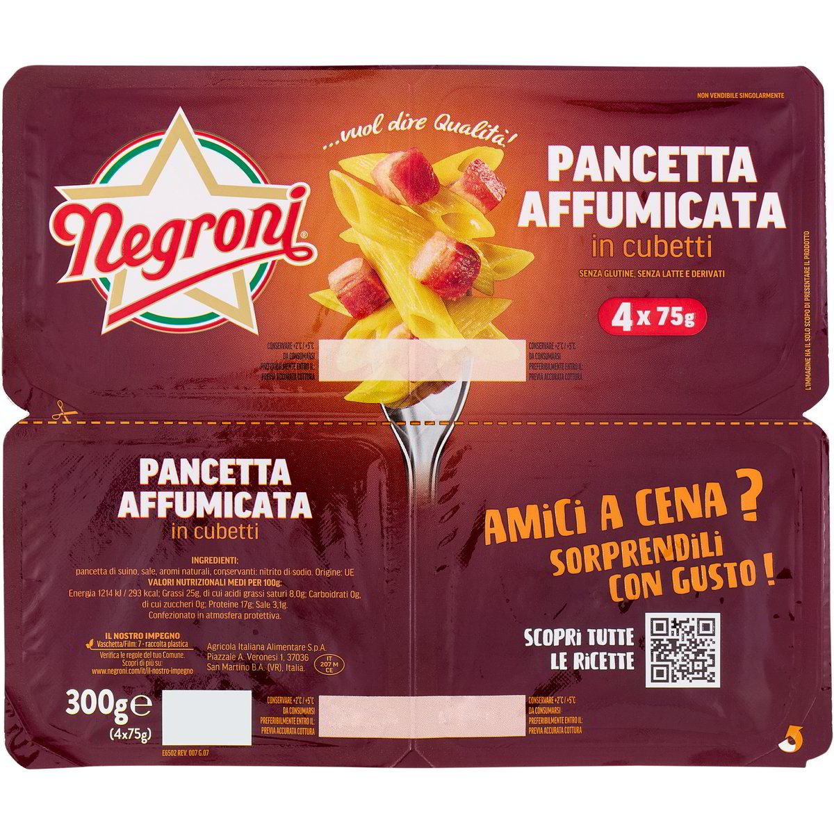 Pancetta affumicata a cubetti NEGRONI 4 X 75 G - Coop Shop