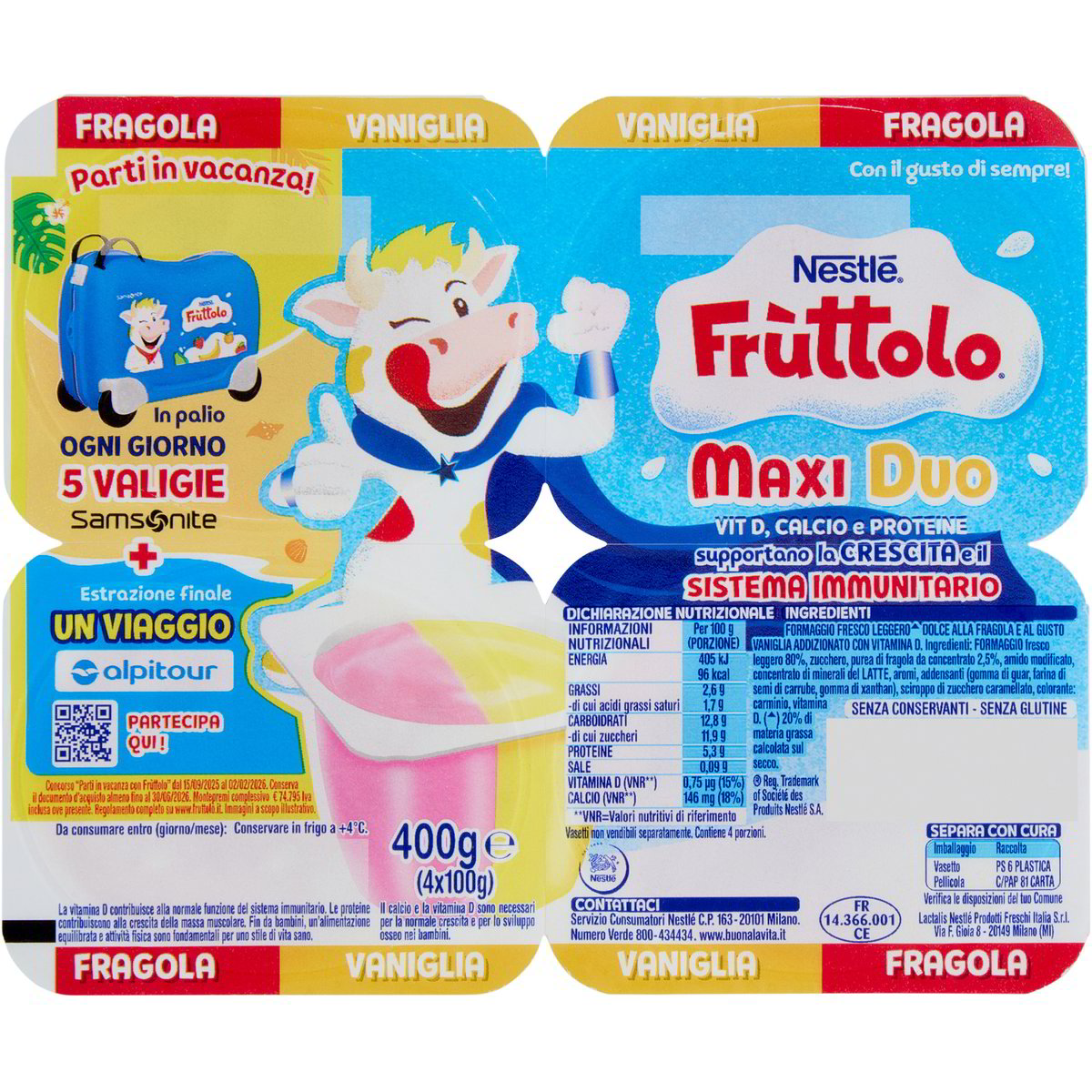 Fruttolo maxiduo fragola vaniglia NESTLÈ 4 X 100 G - Coop Shop